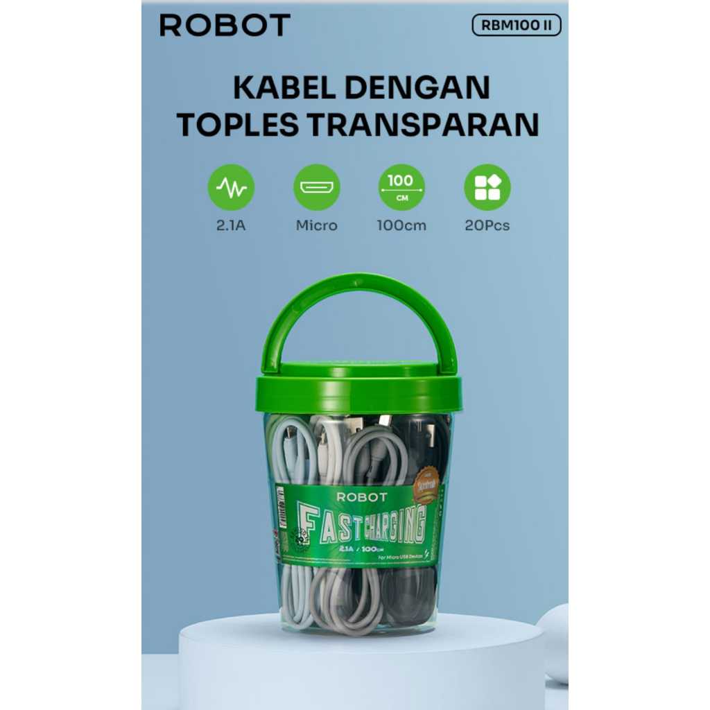 Jual ROBOT Kabel Data ROBOT RBM100 II MICRO 2.1A Colorfull 100cm dengan ...