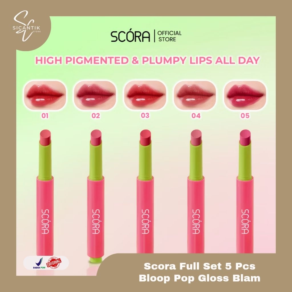 Jual FULL SET SCORA BLOOP POP GLOSS BAM 2 GR | LIP BALM PULPEN SET ISI ...