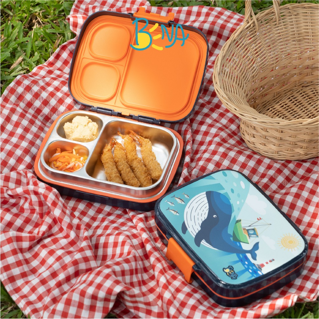 Jual BENA - Stainless Steel Lunchbox Blue Whale (Bento Lunch Box Tempat ...