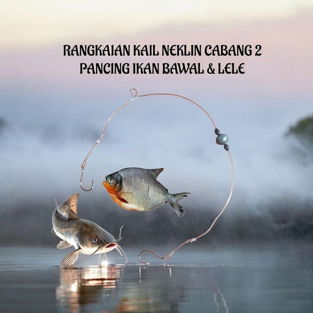 Jual Rangkaian Kail Neklin Cabang 2 Timah Gantung Rawe Kail Pancing ...