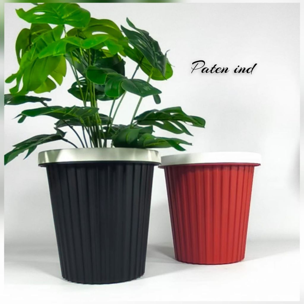 Jual Pot Tanaman/Bunga Plastik Dahlia 181 Merah Bata/Hitam Ring Putih ...