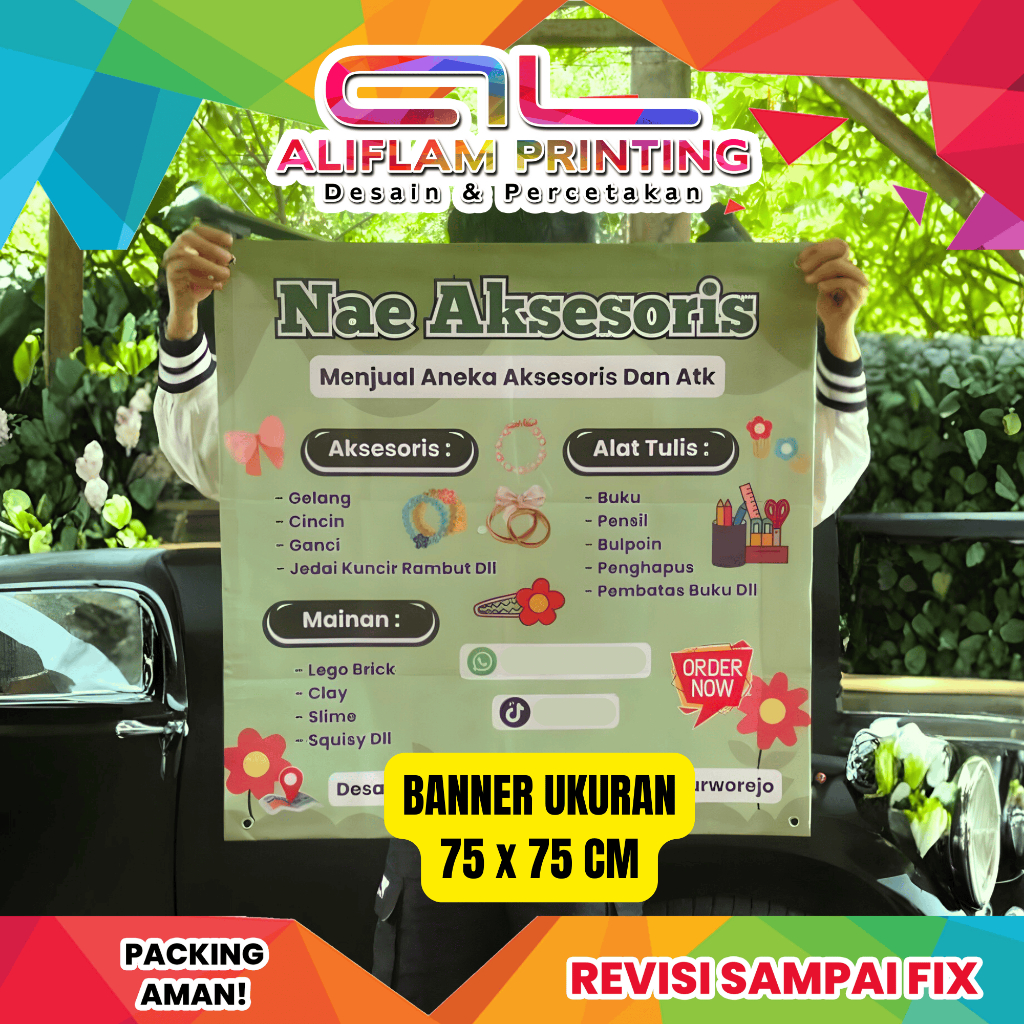 Jual CETAK BANNER SPANDUK UKURAN 75x75 CM GRATIS DESAIN Revisi sampai ...