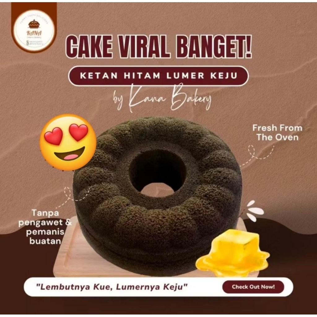 Jual Cake Brownies Ketan Hitam Keju Lumer By Kana Bakery | Shopee Indonesia