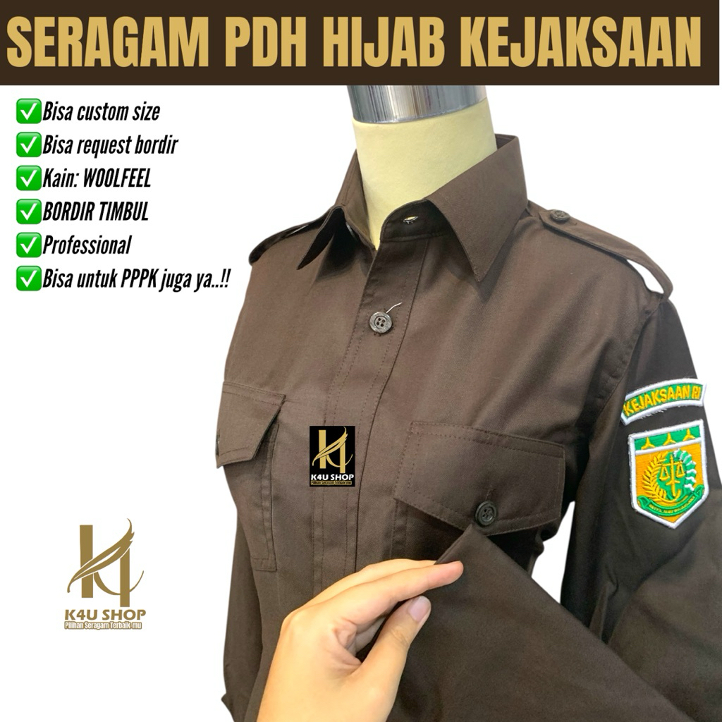 Jual Seragam PDH Kejaksaan (Wanita Hijab) Exclusive Kain Woolfeel FREE ...