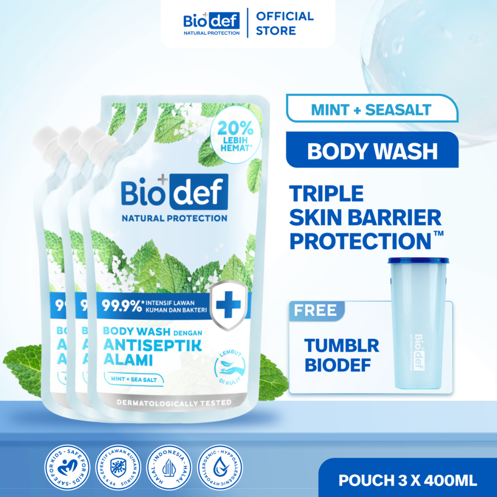 Jual BUY 3 GET FREE BOTOL TUMBLR BIODEF - Biodef Mint - Sea Salt Pouch ...