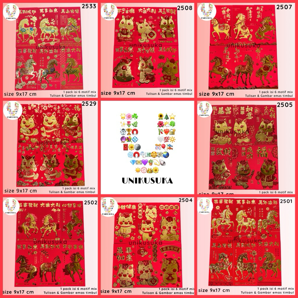 Jual [UNIKUSUKA] ANGPAO PANJANG 3D EMAS TIMBUL ANGPAO KUDA 2026 / ANG ...