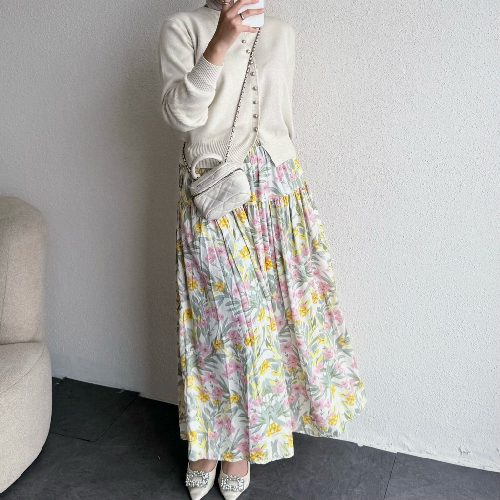 Jual Floral Id - Rok Bunga Flowy Gardenia Skirt Rayon Adem Rok Panjang ...