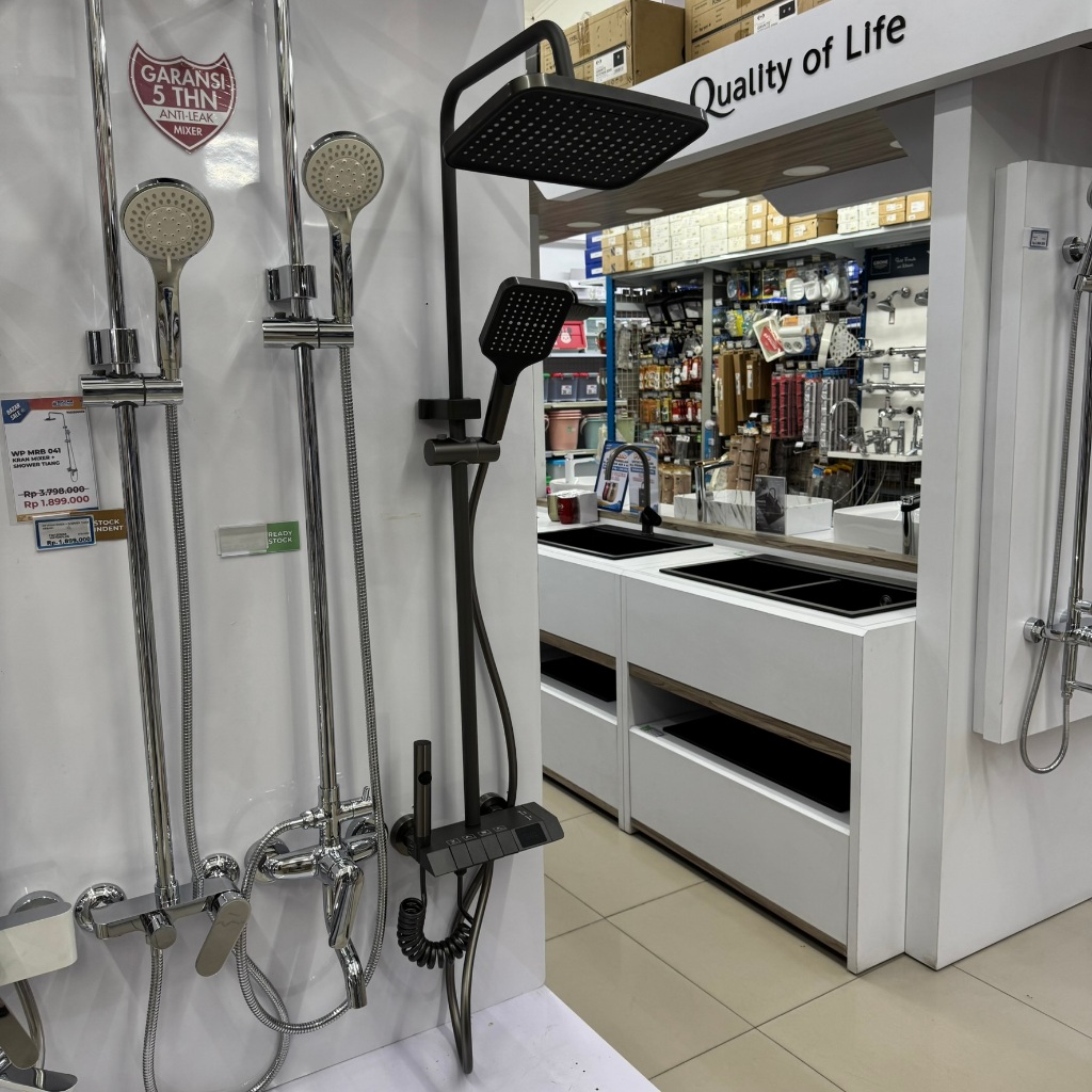 Jual MOZU - Shower Tiang LED Otomatis Set MZU-703ST Selang Kepala Mandi ...