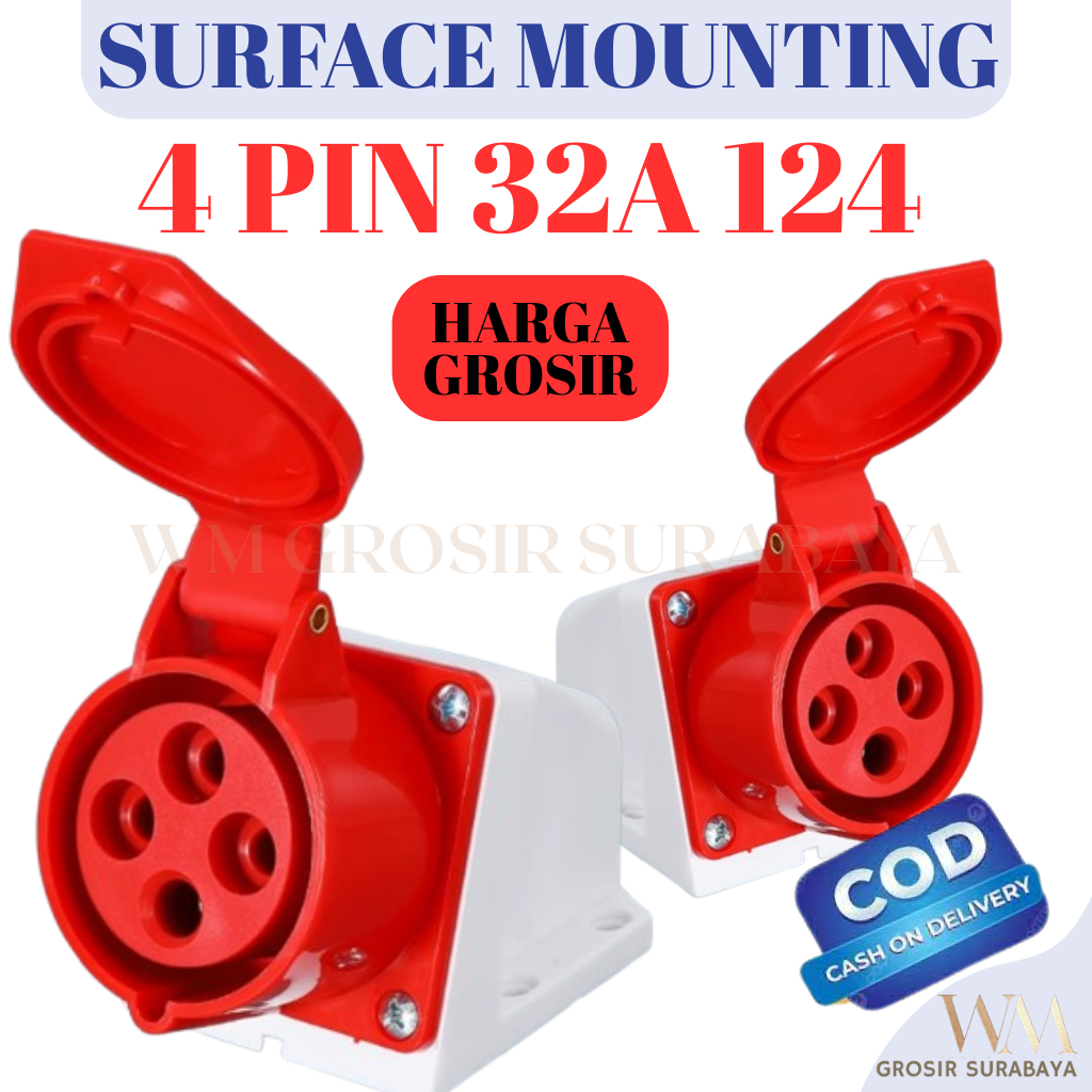Jual Surface mounting 4Pin 32A 124 socket industrial mounting soket ...