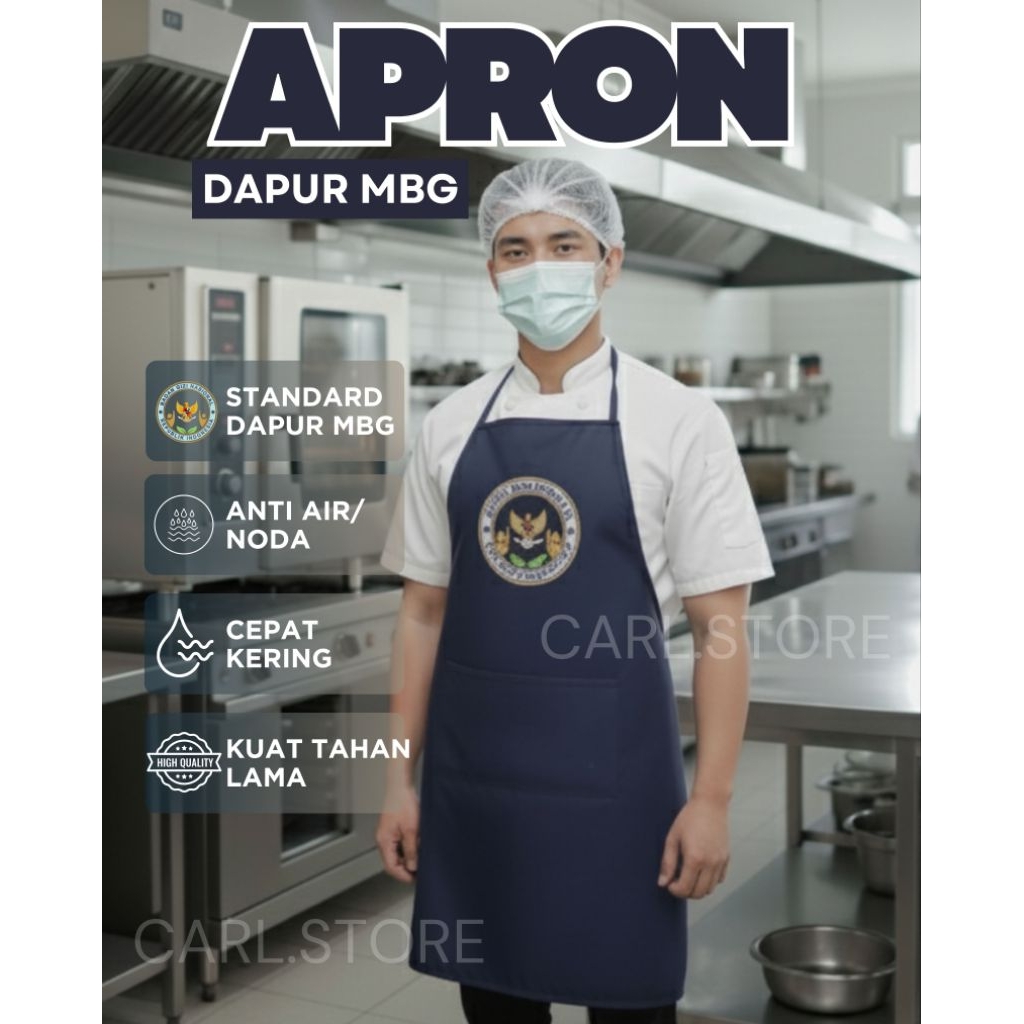 Jual Celemek Apron Dapur MBG Bahan Taslan Premium Anti Air | Apron ...
