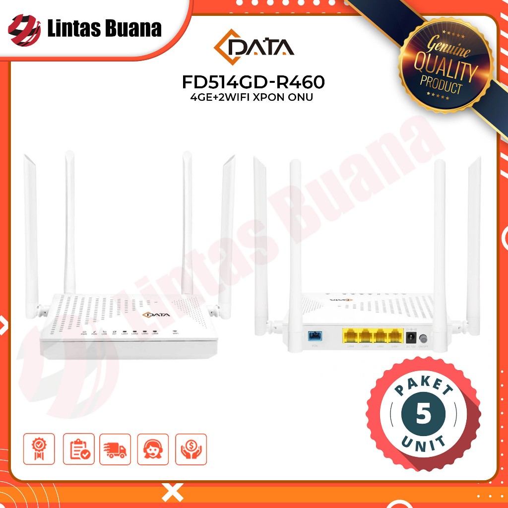 Jual CDATA FD514GD-R460 4GE + Dual Band WIFI XPON ONU Paket 5 Unit ...