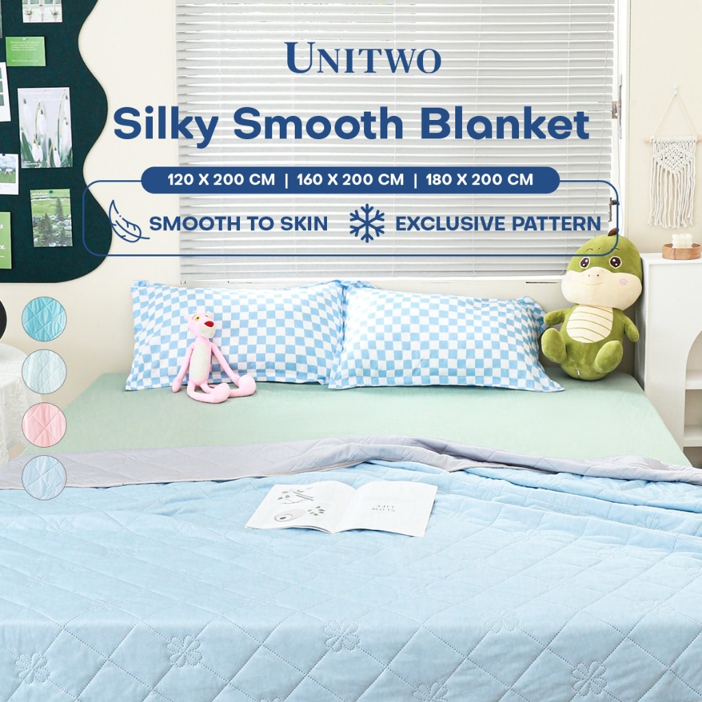 Jual UNITWO [BED COVER ONLY] Bed Cover Selimut Tidur Lembut Motif Kotak ...