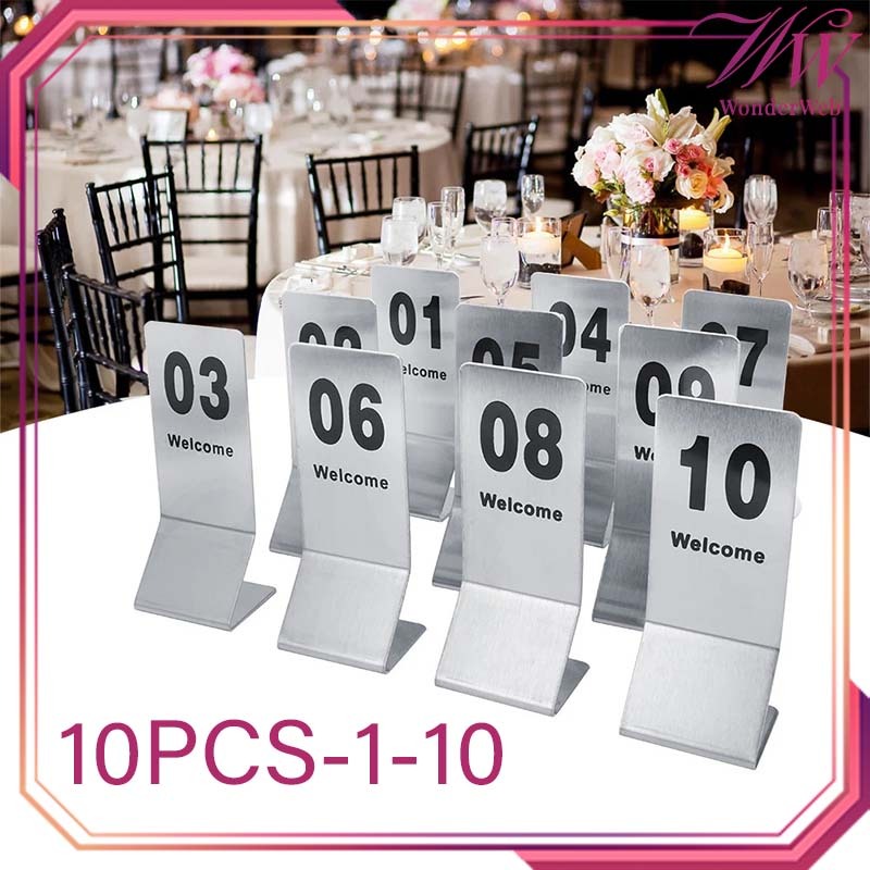 Jual 10pcs/Set Nomor Meja Cafe Stainless Nomor 1-10 Nomer Meja Restoran ...