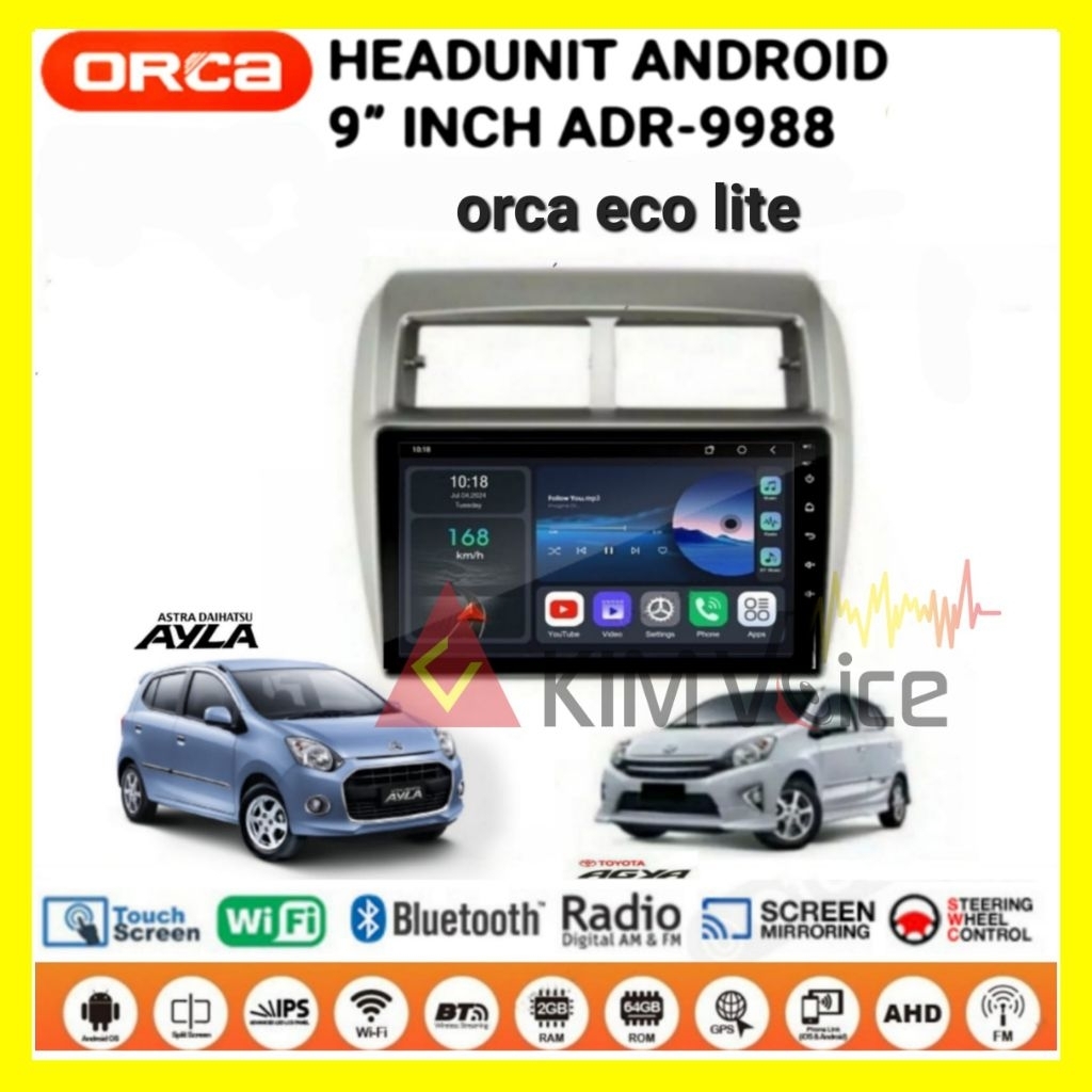 Jual Head Unit Android Orca eco lite 9 Inch OEM Agya Ayla Soket pnp ...