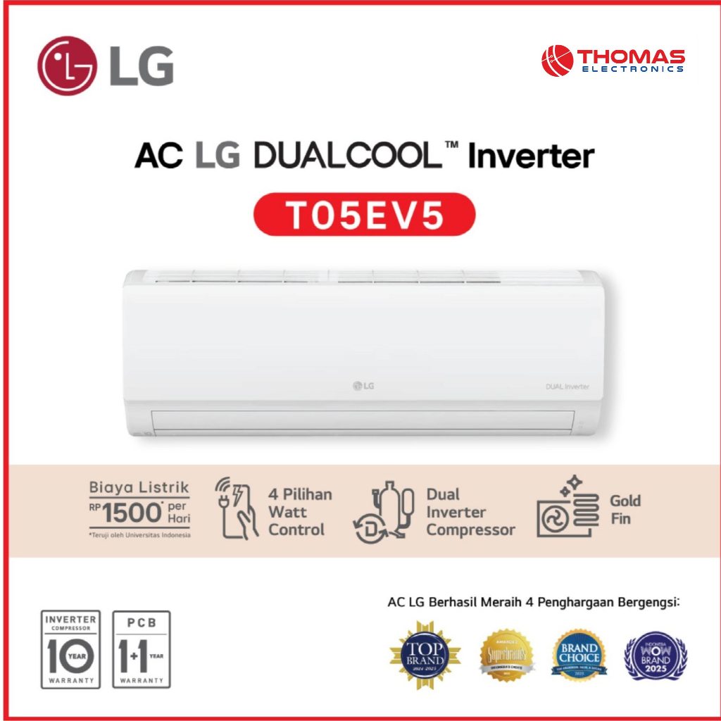 Jual Air Conditioner AC Split Inverter 0.5 PK LG T05EV5 T 05 EV5 ...