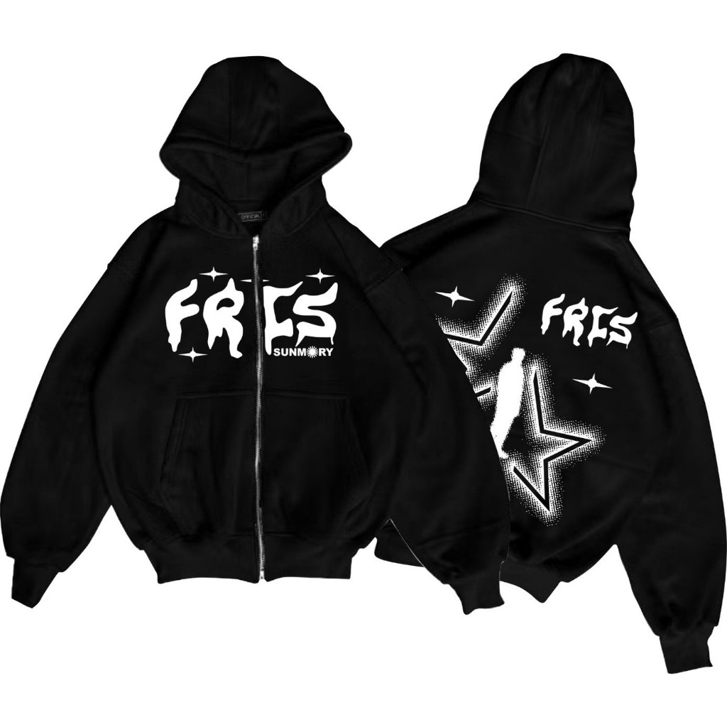 Jual Jaket Hoodie Boxy Zipper EGTN Star Hitam Unisex Original Jaket ...