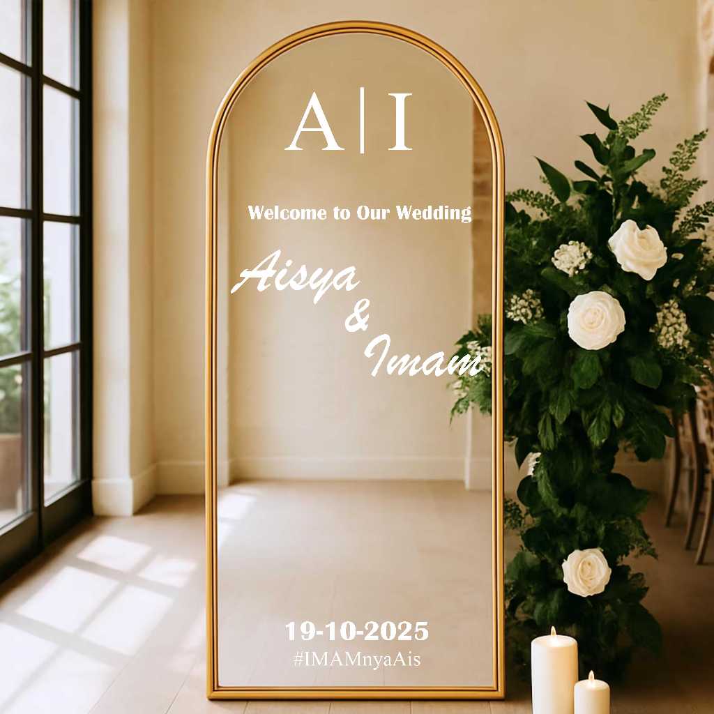 Jual STICKER WELCOME MIRROR WEDDING SIGN / STICKER CERMIN PERNIKAHAN ...