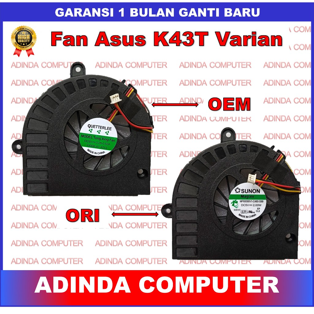 Jual Kipas Cooling Fan Asus K43B K73 K43T A53U K53B K53BY K53 K43 K53T ...