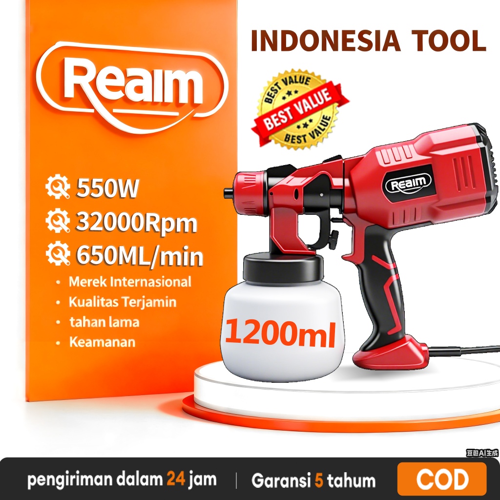 Jual Reaim 550W 1200ML Pistol semprot listrik Electric Spray Gun ...