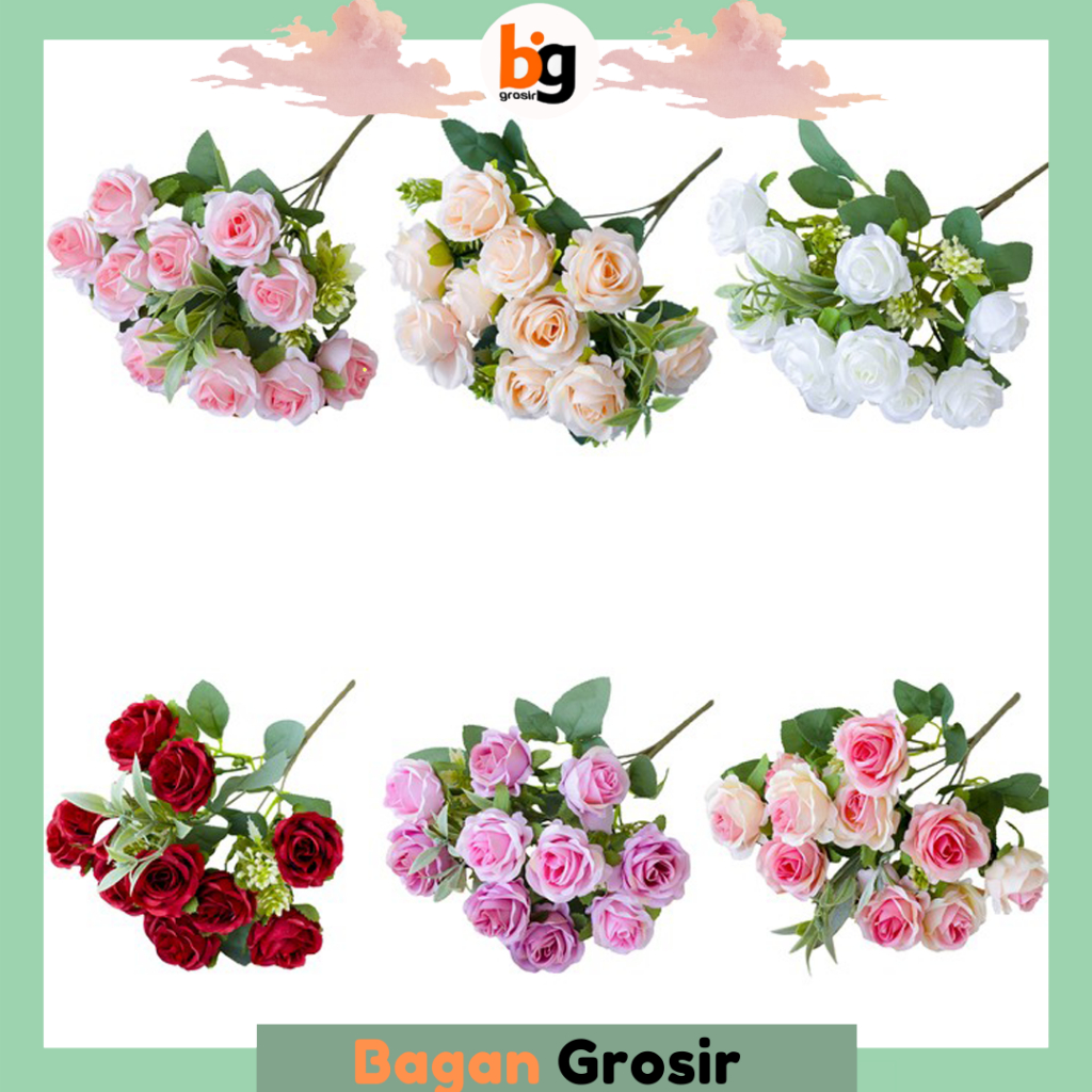 Jual BG Bouquet Bunga 5 Cabang Mawar Artifisial Dekorasi Hiasan ...