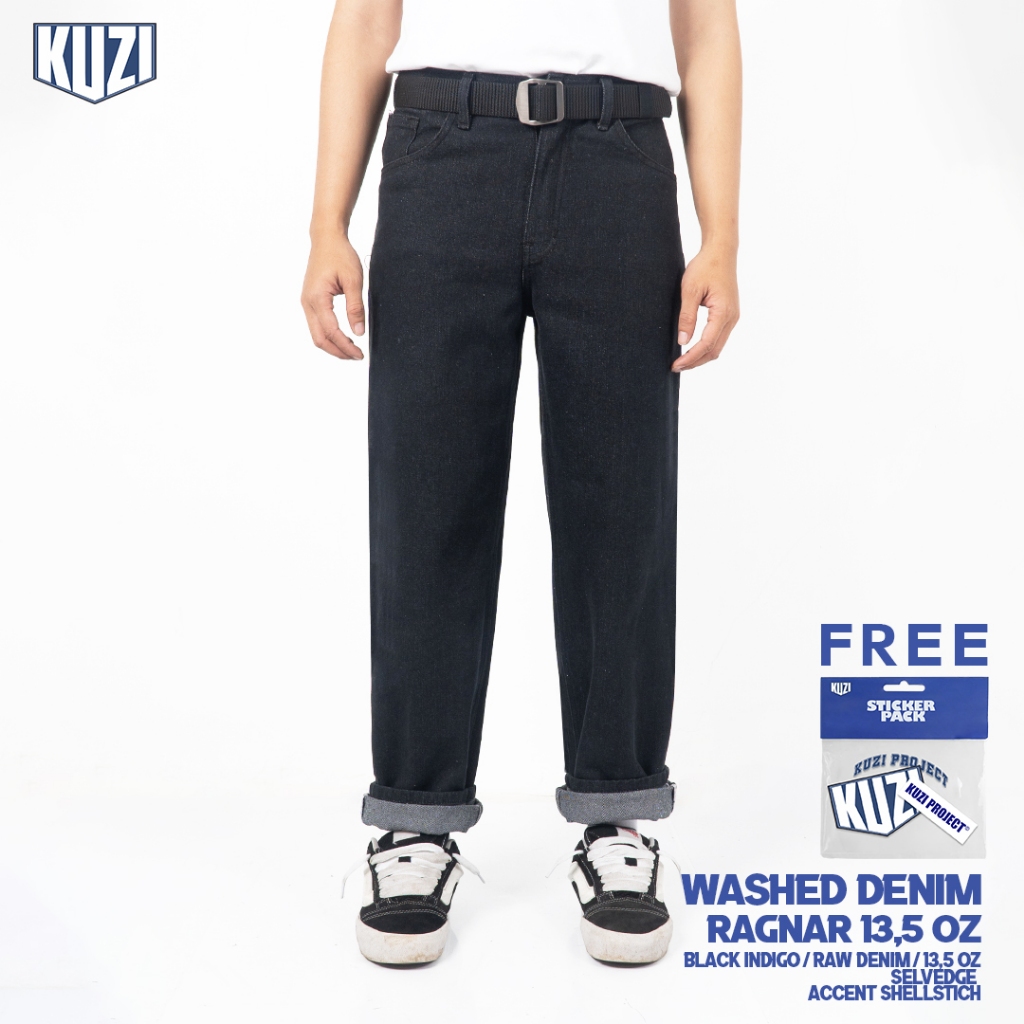 Jual KUZI PROJECT - Celana jeans - Ragnar 13,5oz - Black Indigo - Denim ...