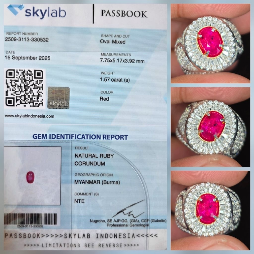 Jual Batu Natural HQ Red Ruby Burma Myanmar No Heat Sertifikat 1.57 crt ...