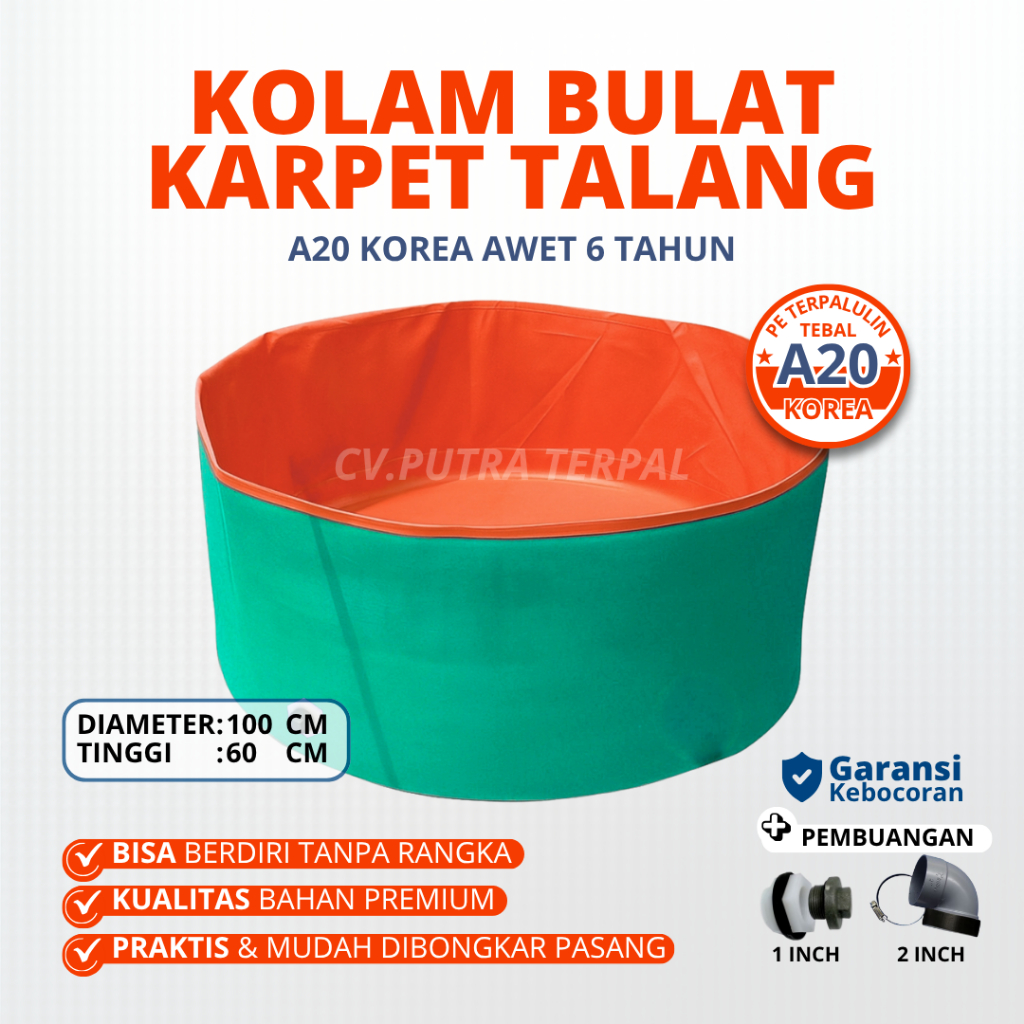 Jual Kolam Terpal Karpet Talang D1 T60 Diameter 1m Tinggi 60cm – Cocok ...