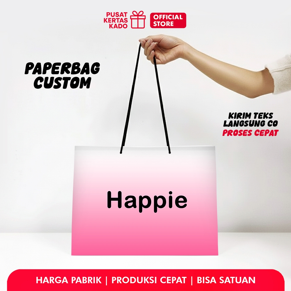 Jual Paperbag Custom Tulisan Putih Paper Bag Gradasi Pink | Shopee ...