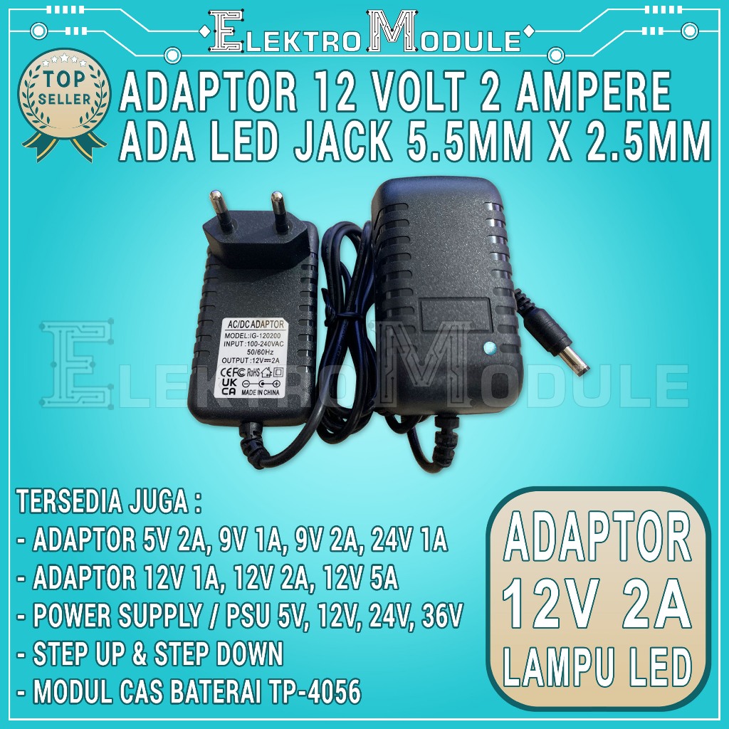 Jual Adaptor 12V 2A Baru Kualitas Bagus LED Untuk Router Modem CCTV STB ...