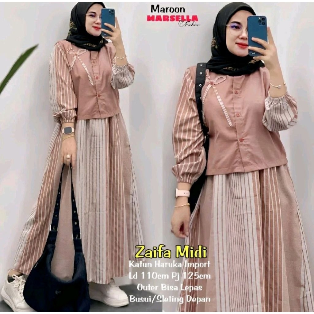 Jual ZAIFA MIDI DRESS OUTER KATUN HARUKA | Shopee Indonesia