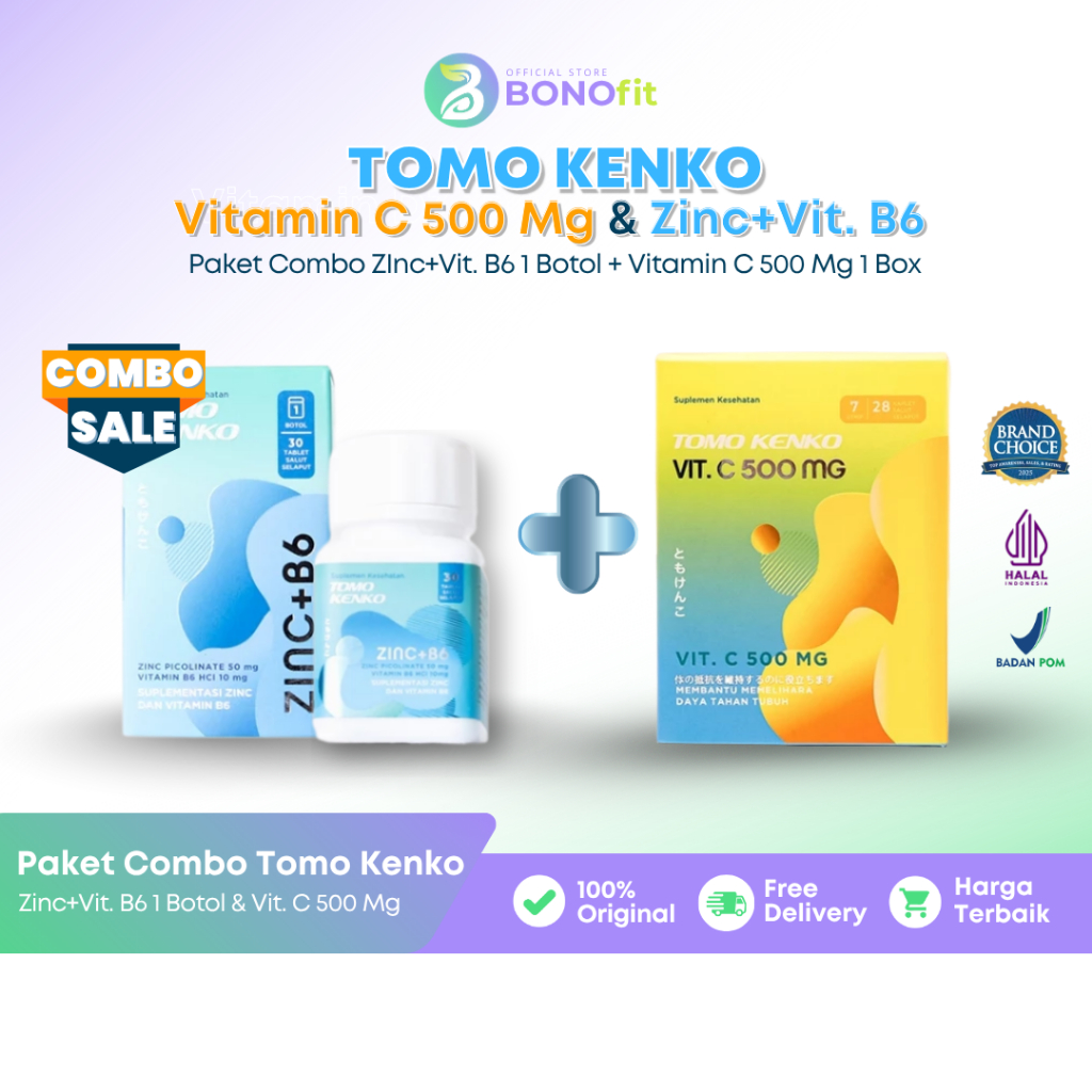 Jual [ Paket Combo ] Tomo Kenko Zinc + Vitamin B6 1 Box & Vitamin C 500 ...