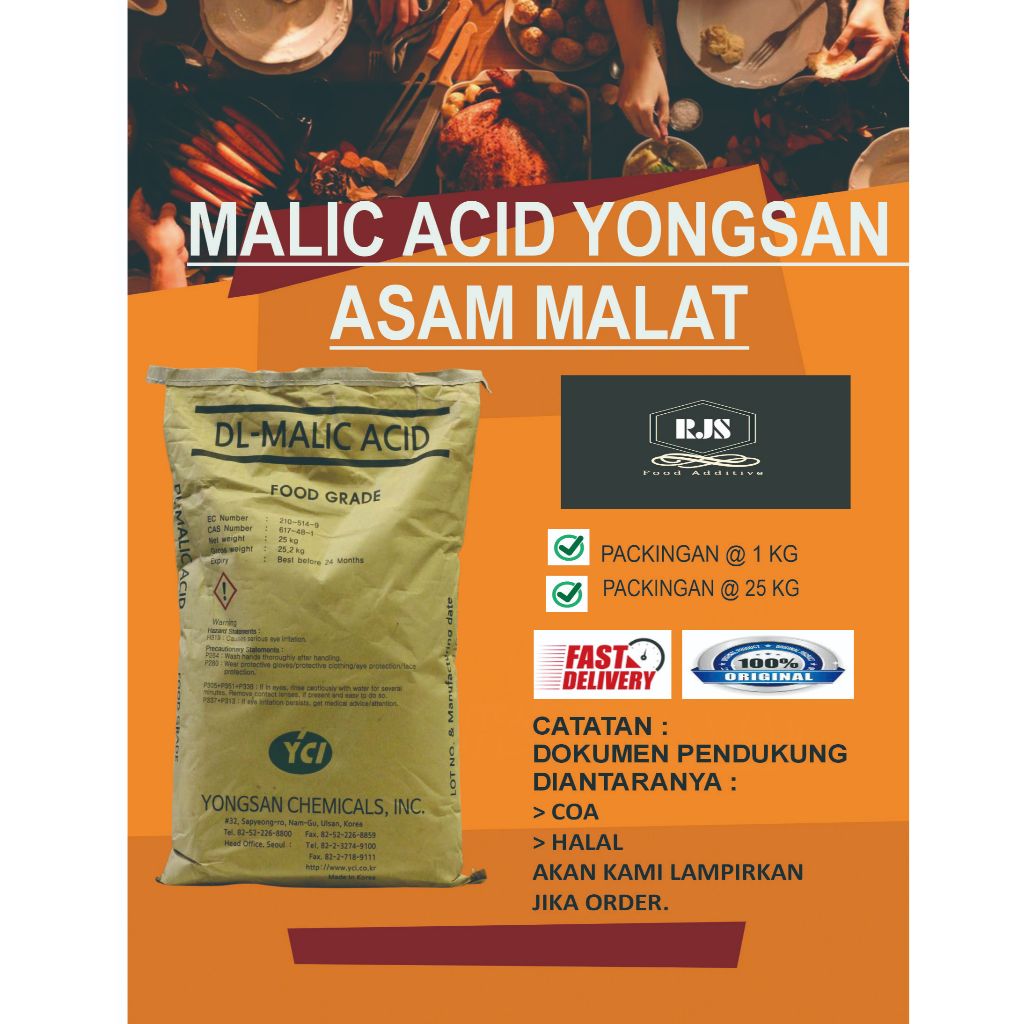 Jual MALIC ACID YONGSAN/ASAM MALAT/DL MALIC ACID/MALIC ACID FOOD GRADE ...
