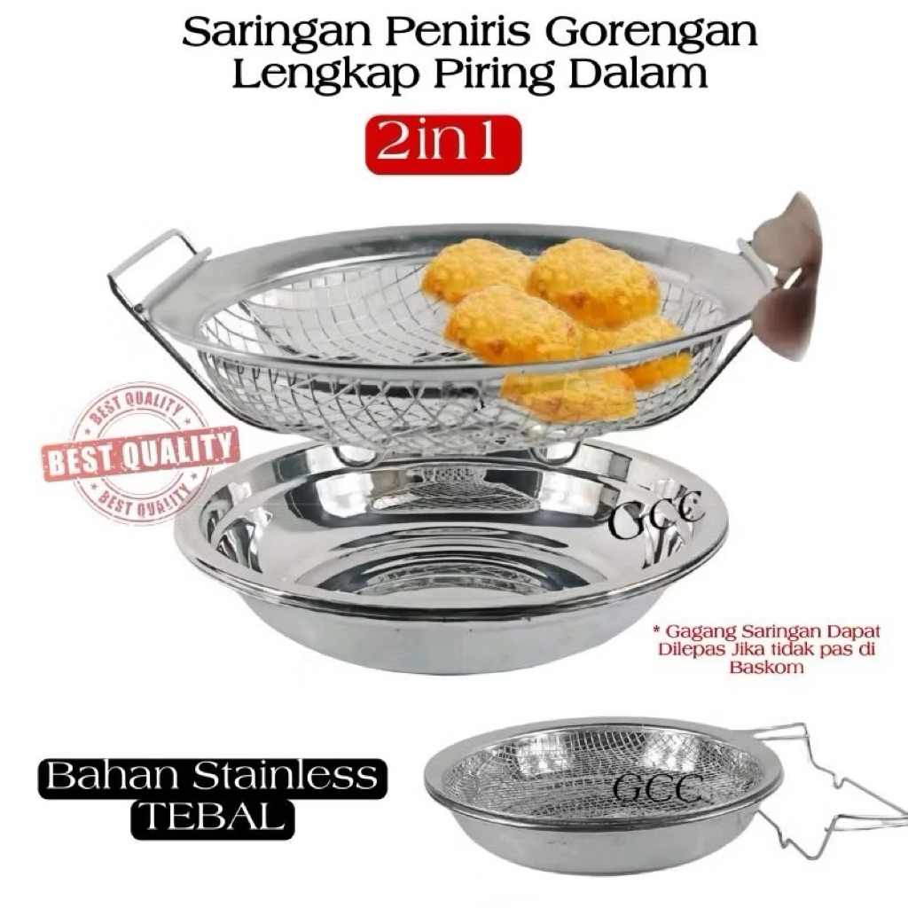 Jual saringan peniris minyak gorengan sayur serbaguna stainless Tebal ...