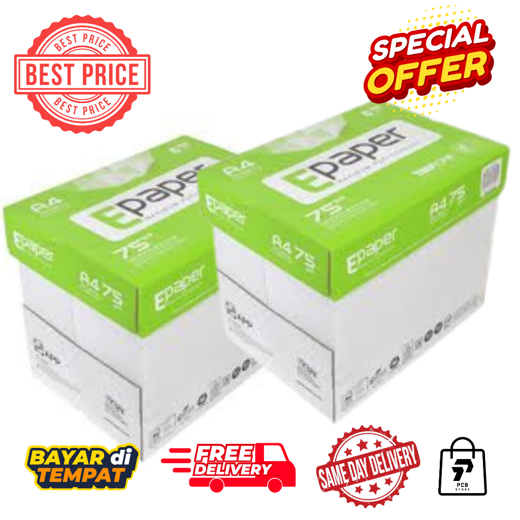 Jual Kertas HVS F4 A4 75gsm E-Paper 1 Dus (5 Rim) GROSIR |Kertas ...