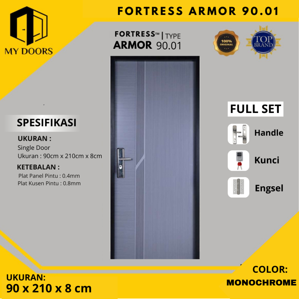 Jual Pintu Utama / Pintu Kamar Baja Fortress 90x210 Type ARMOR 90 Warna ...