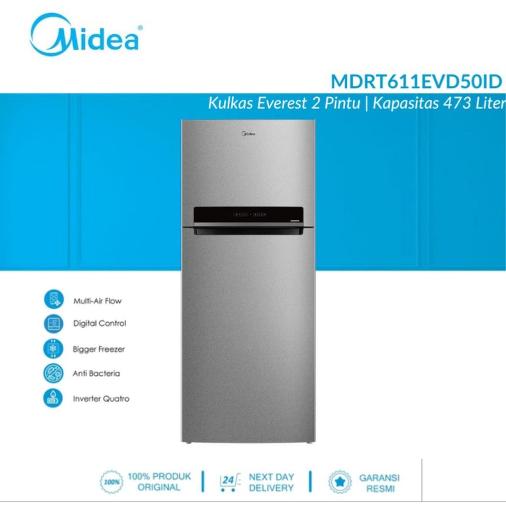 Jual KULKAS MIDEA 2 PINTU MDRT611EVD50ID INVERTER 473LITER KULKAS 2 ...