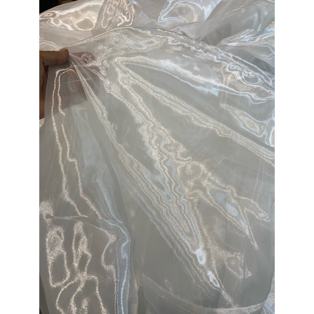 Jual Kain organdi atau kain kaca lebar 150cm putih tulang | Shopee ...