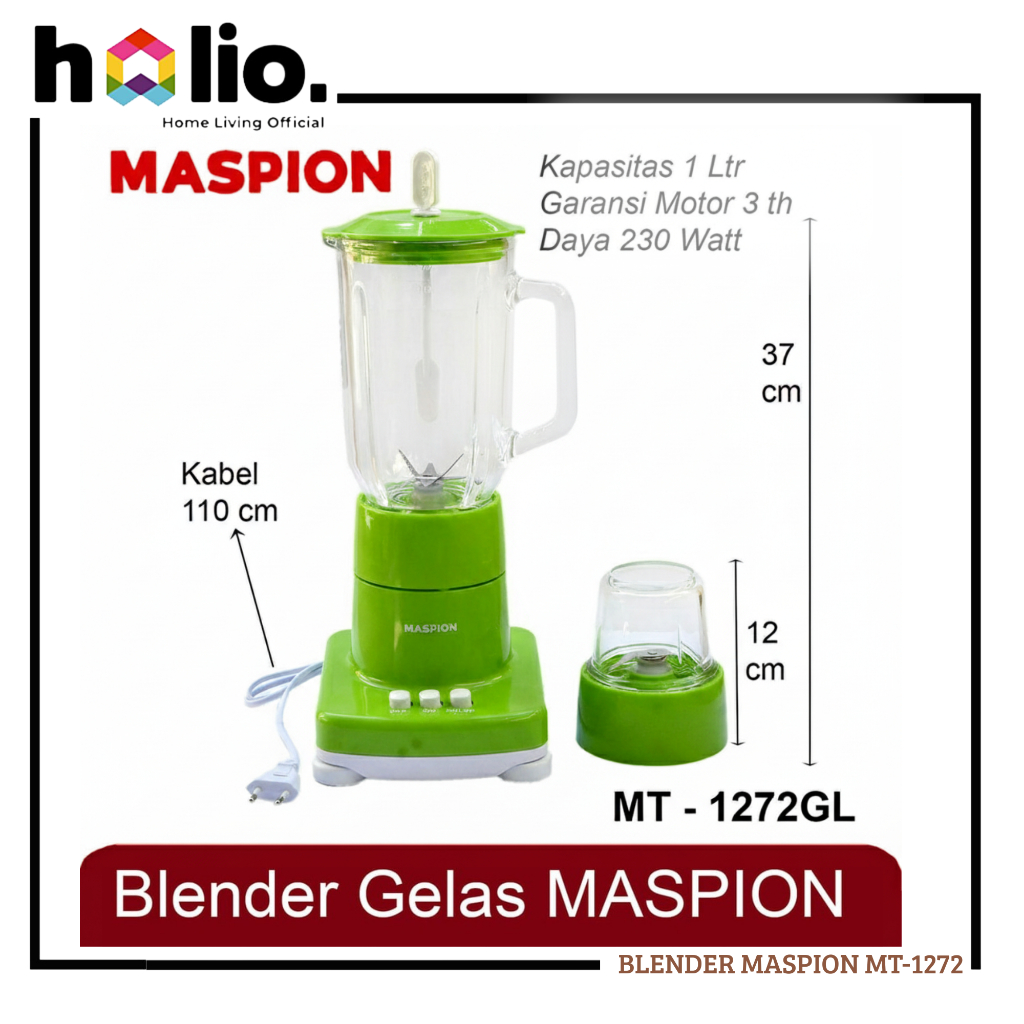 Jual Holio Blender Maspion Kaca Kapasitas 1 Liter 2 IN 1 MT 1272 GL ...