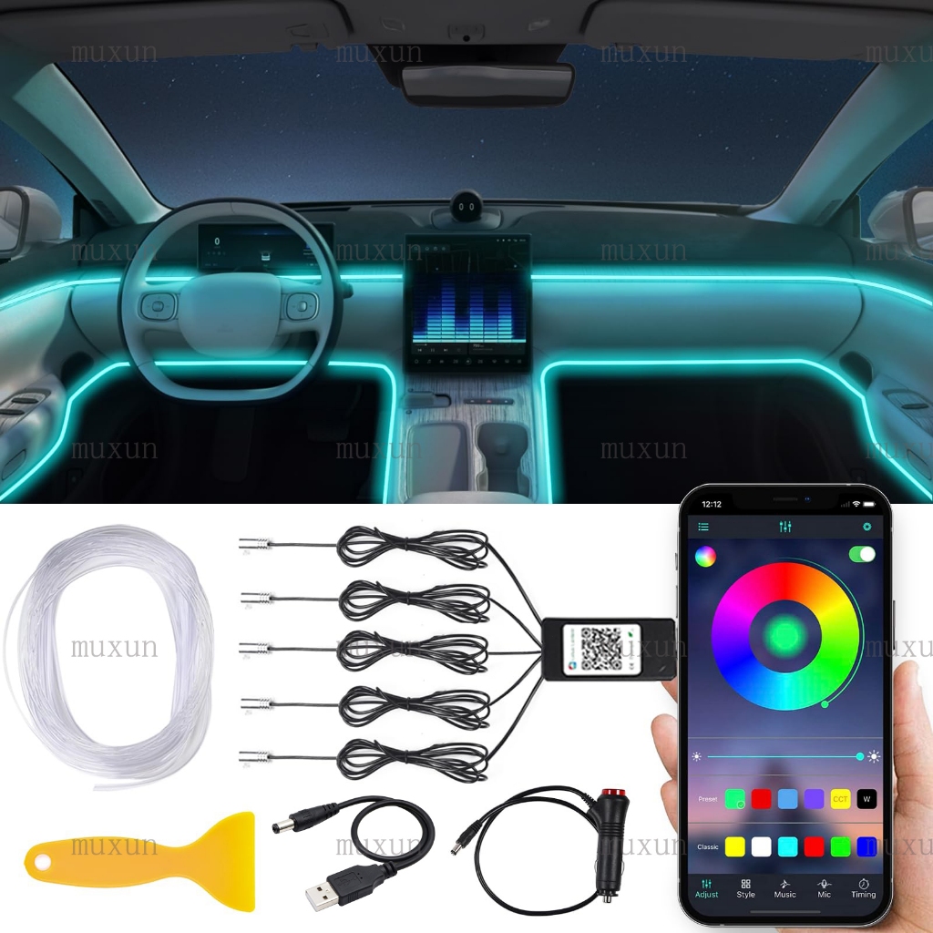Jual Lampu Interior Mobil LED Neon RGB Ambient Light Fiber Optik Kit ...