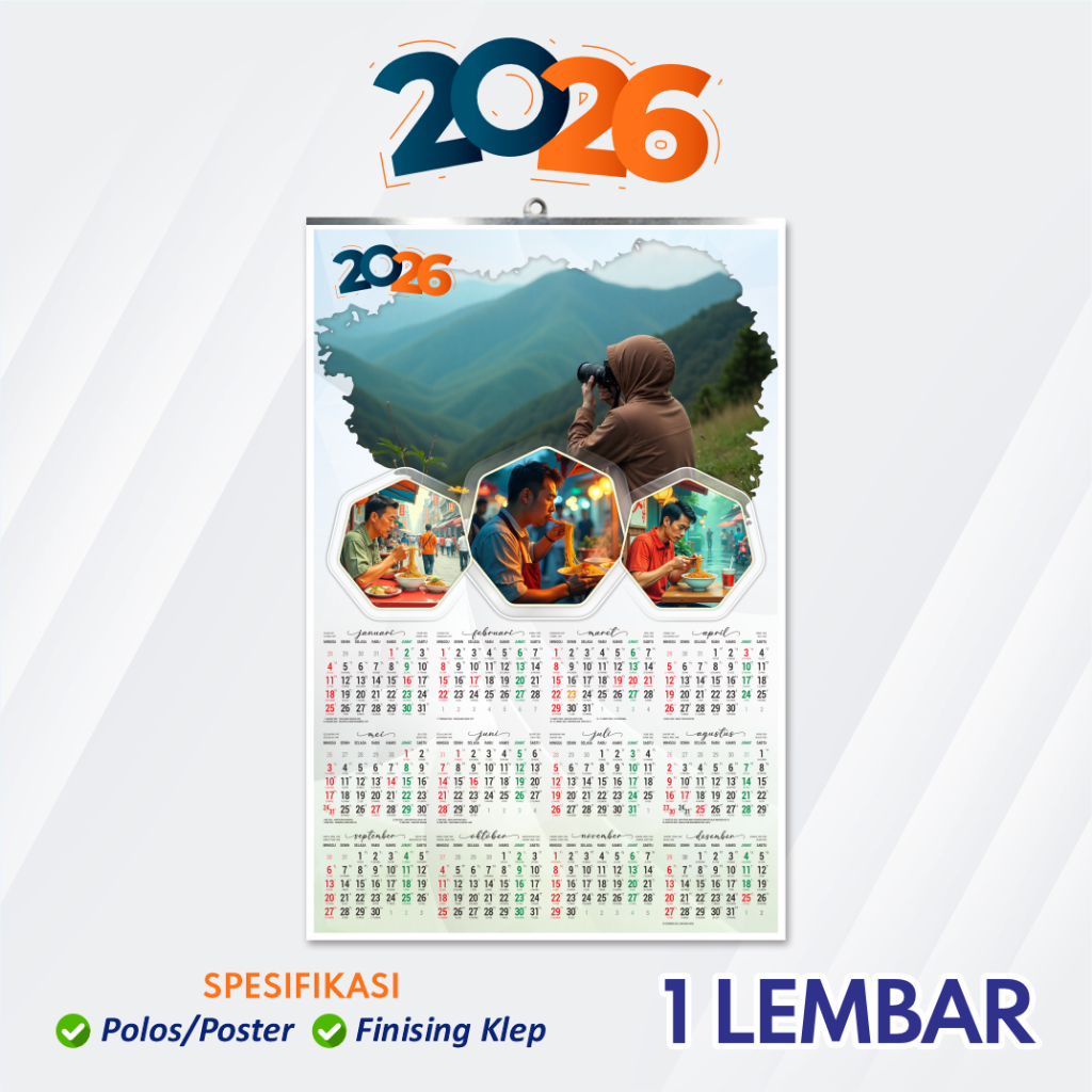 Jual syam Kalender 2026 Custom klep 1 lembar ukuran A3 | Shopee Indonesia