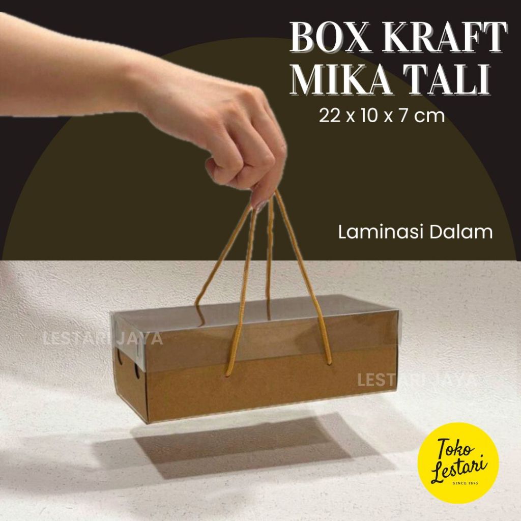 Jual Box Kraft Laminasi Mika Tali 22x10x7 cm untuk Kotak Kue Tart Cake ...