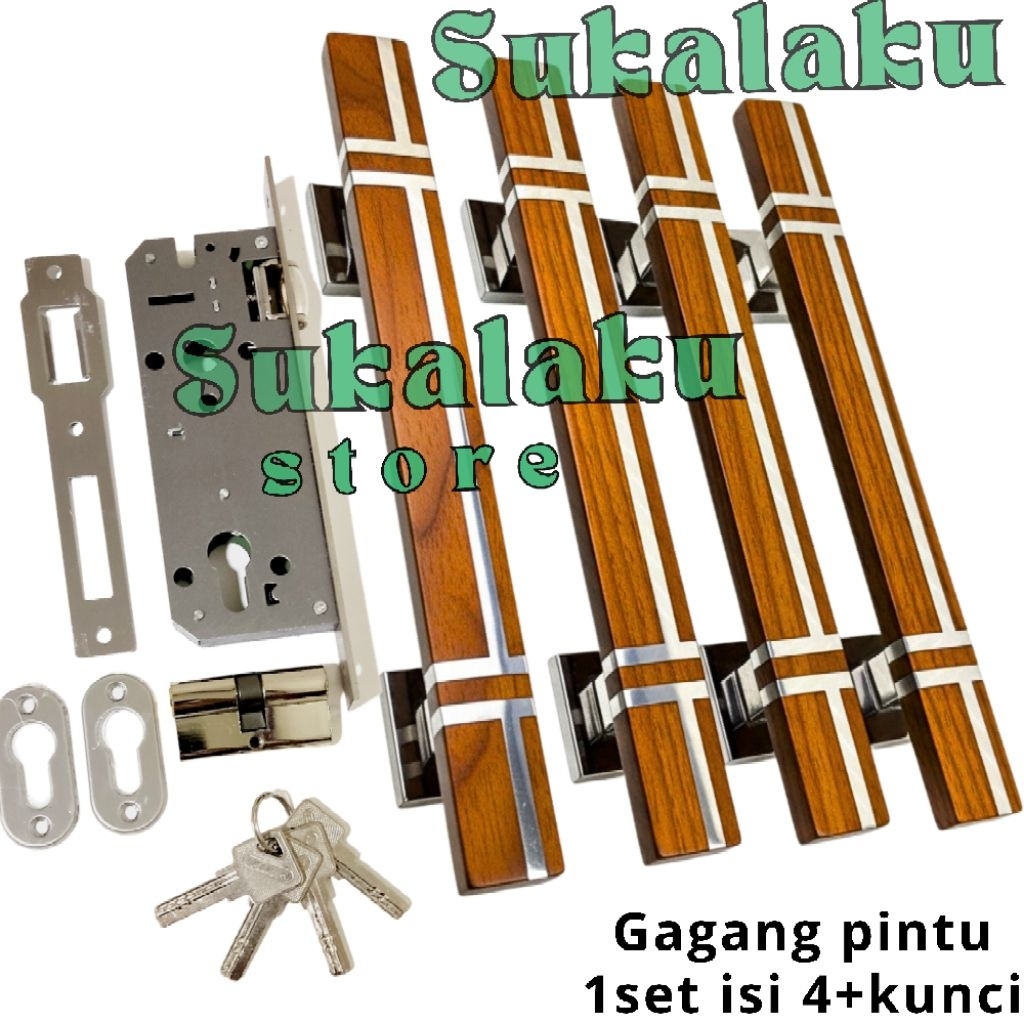 Jual (4biji) handel pintu rumah dan kunci set//handle pintu 2 set ...