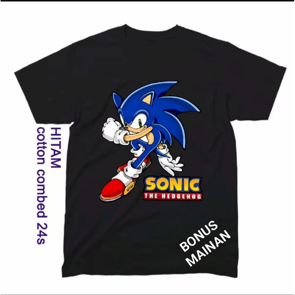 Jual Kaos Anak Sonic Satu Baju Anak Sonic Satu Cotton Combed 24s 1-11 ...