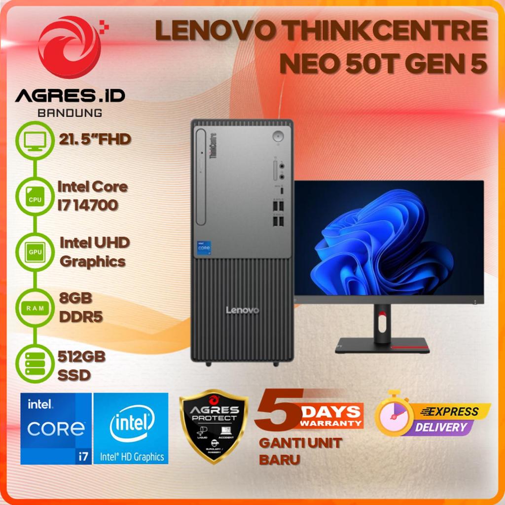 Jual LENOVO THINKCENTRE NEO 50T GEN 5 I7 14700 8GB 512GB + MONITOR 21.5 ...