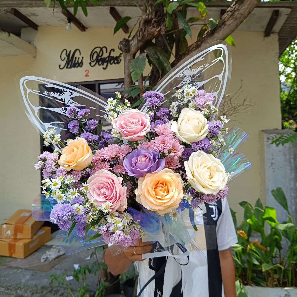 Jual buket bunga mawar asli segar fresh flower rose mix butterfly ...