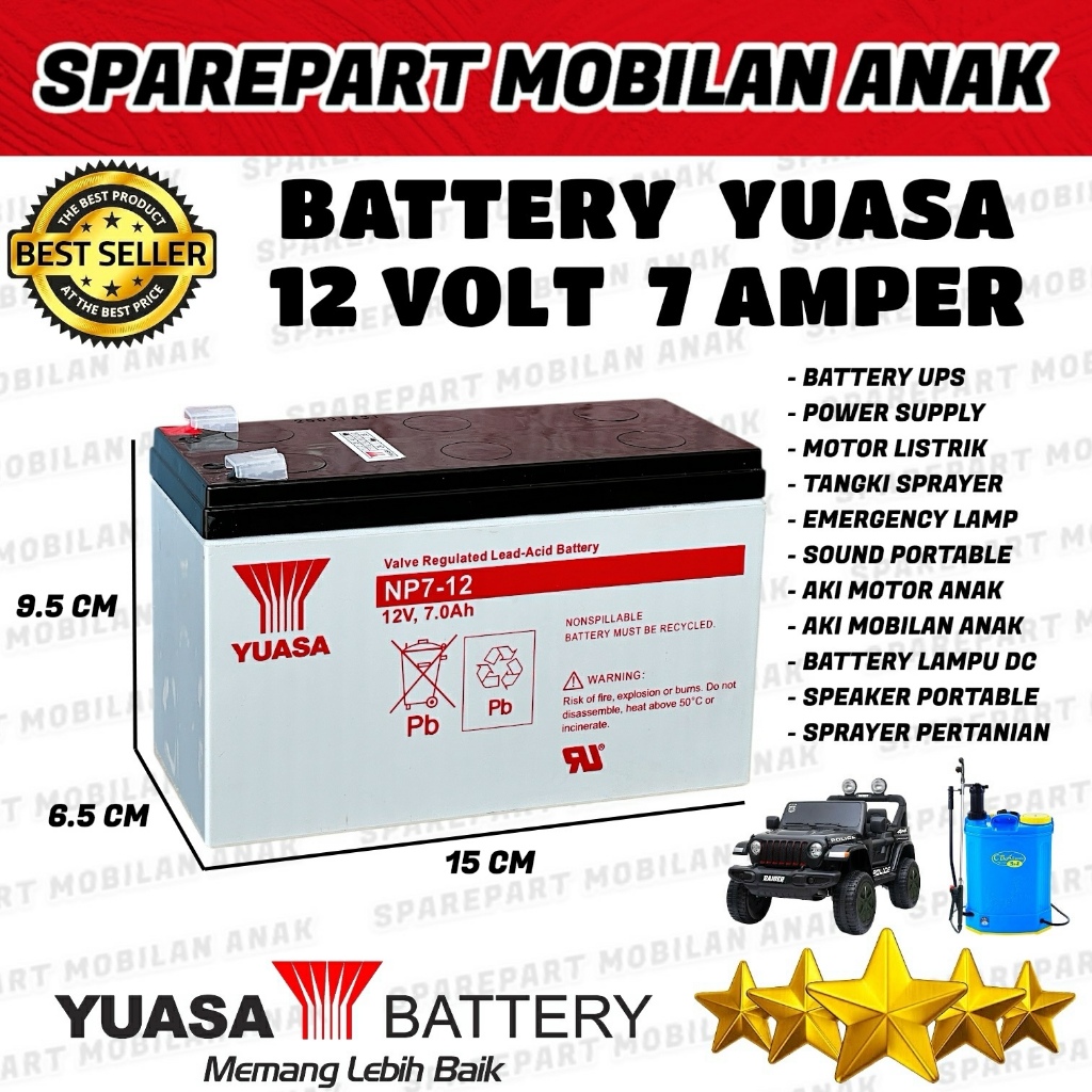 Jual BATTERY VRLA ORIGINAL YUASA 12V 7AH NP7-12 ACCU KERING MOBIL AKI ...