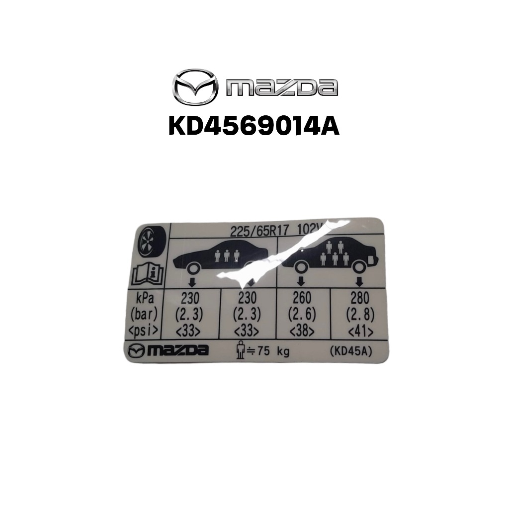 Jual Label Panduan Tekanan Angin Ban Ukuran 17x7 Mazda CX5 KE KF ...