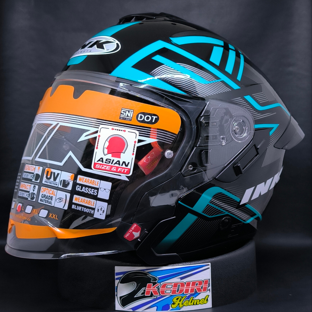 Jual Helm INK TERRA 2 Motif Graphic Free Spoiler Double Visor Half Face ...