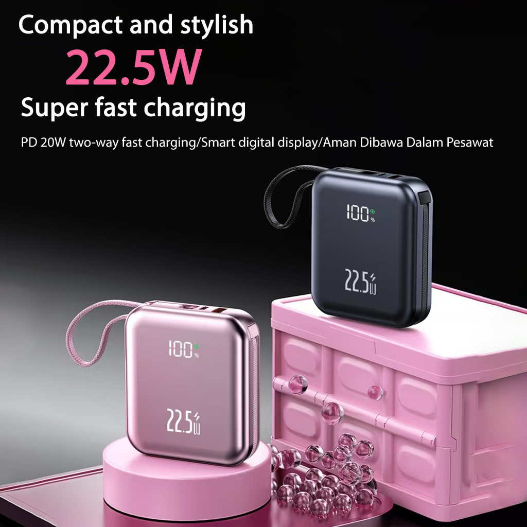 Jual Power Bank Mini 20000mah Fast Charging 22.5W Powerbank Built in ...