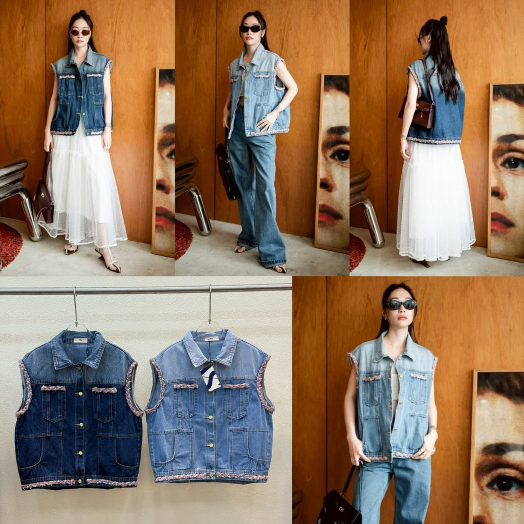 Jual Vest Denim Vshop - 8191 | Shopee Indonesia